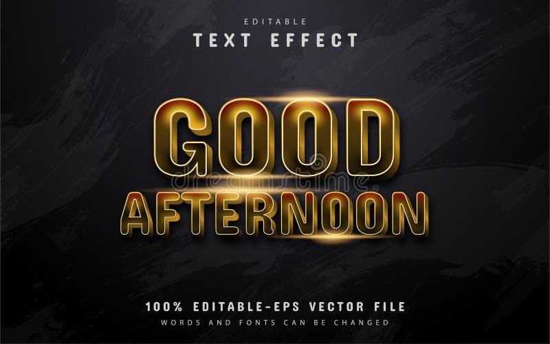 Good Afternoon Text, Gold Style Text Effect Stock Vector - Illustration ...