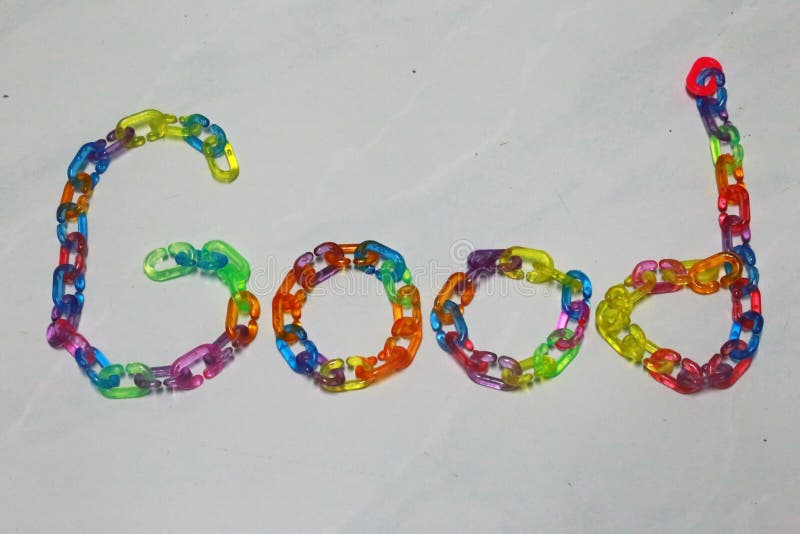 Good Alphabet, Created by Colorful Plastic Chain Stock Photo - Image of ...