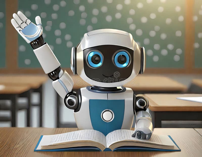 A Good Android Student Learns in School Stock Photo - Image of playing ...