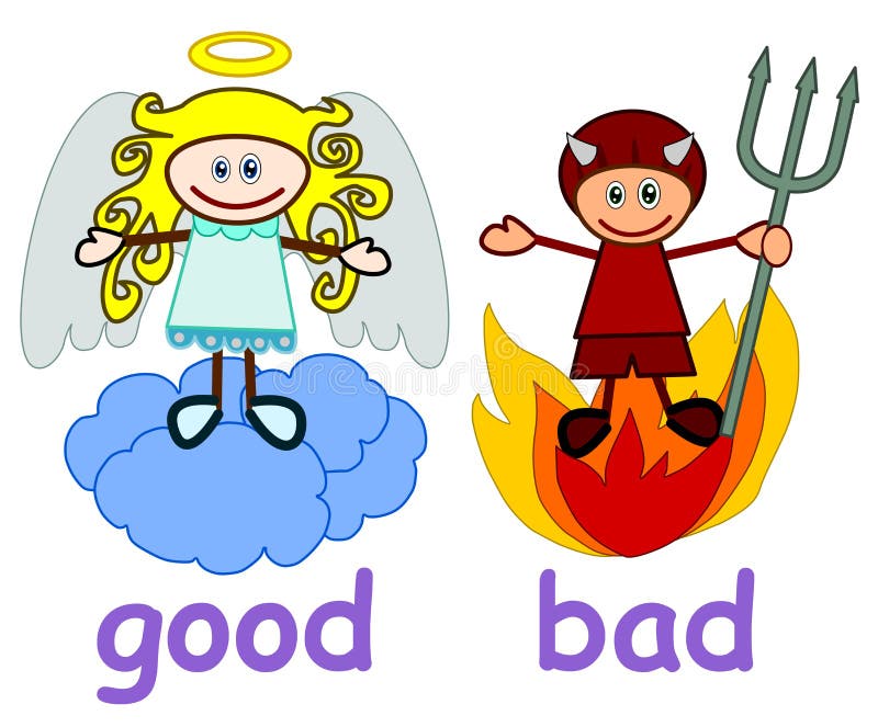 Opposite Adjectives Good and Bad Stock Vector - Illustration of monster ...