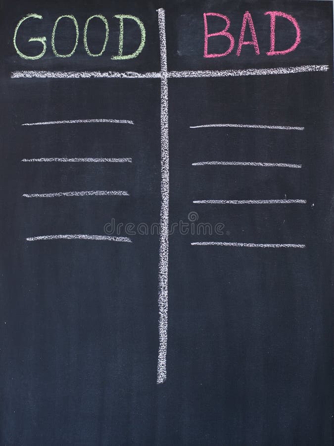 Good and bad list stock illustration. Illustration of opposition - 24070629