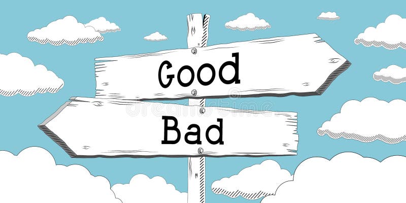 Good or Bad - Outline Signpost with Two Arrows Stock Illustration ...