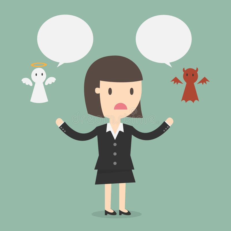 Good And Bad Angels On Shoulder