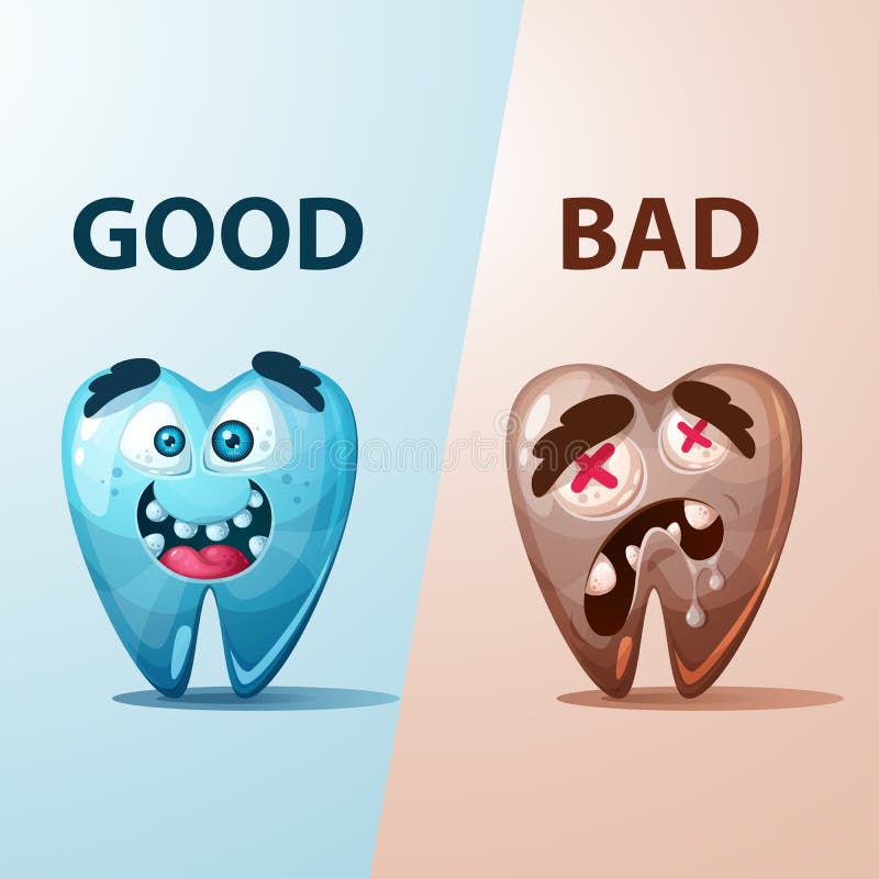 Good and Bad Tooth Illustration. Stock Vector - Illustration of icon ...