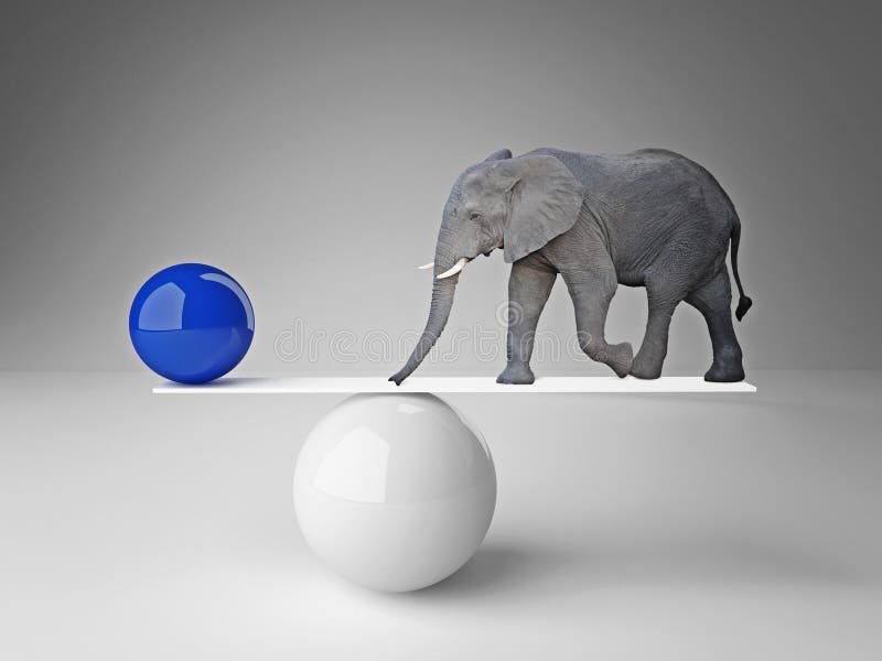 Elephant balance on ball stock illustration. Illustration of sphere ...