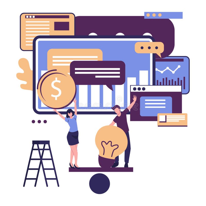Good Balance at Teamwork, Dinamic Team Work Flat Vector Illustration ...