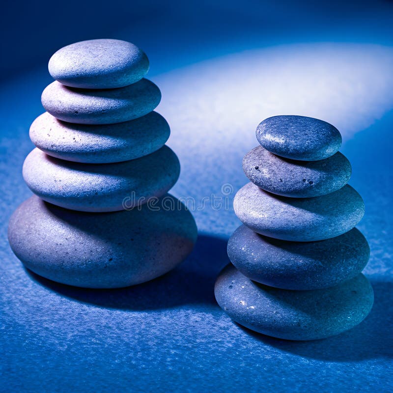 Good and Balanced Surface Stone on a Blue Abackground Stock ...