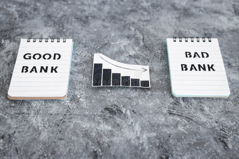 Good Bank Vs Bad Bank Insolvency and Closing Down, Notepad with Text ...