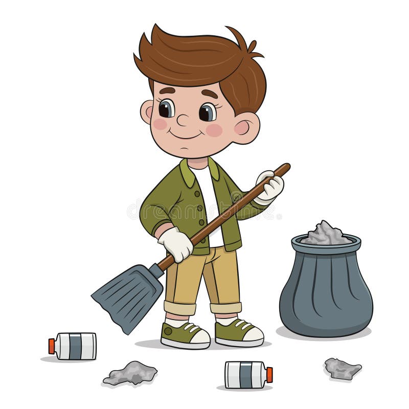 Good Boy Cleaning in the Park Stock Illustration - Illustration of mess ...