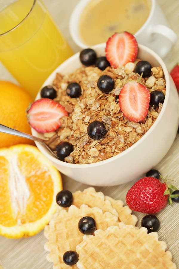 Good breakfast stock image. Image of juice, granola, berry - 36268369