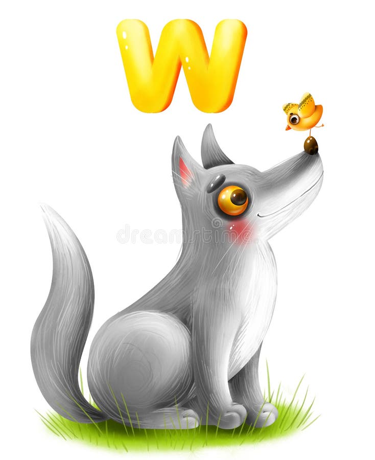 ABC Cartoon Wolf stock vector. Illustration of graphic - 71834449