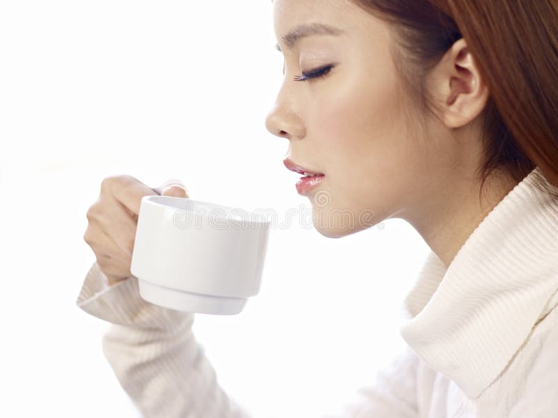 1,664 Side View Young Woman Drinking Coffee Stock Photos - Free ...