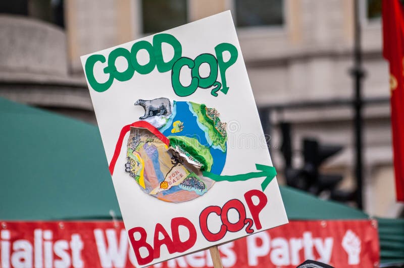 Good Cop Bad Cop Climate Change Placard Editorial Stock Image - Image ...