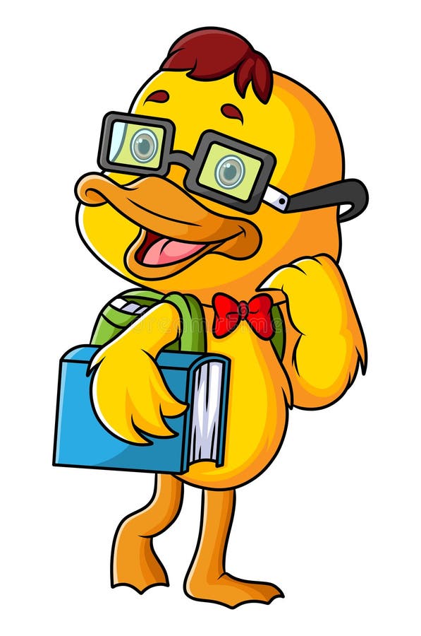 The Good Duck is Going To School and Bring a Study Tools Stock Vector ...