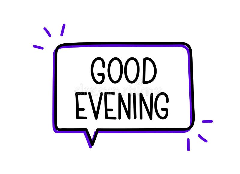 Good Evening Inscription Handwritten Lettering Illustration Black
