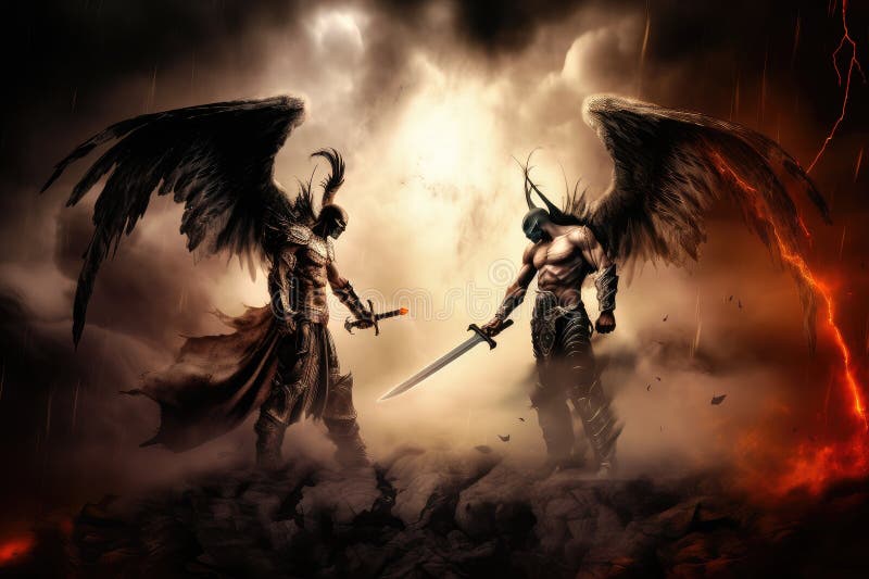 The Battle of Good and Evil: Angel Wings Vs. Divine Wings Stock ...
