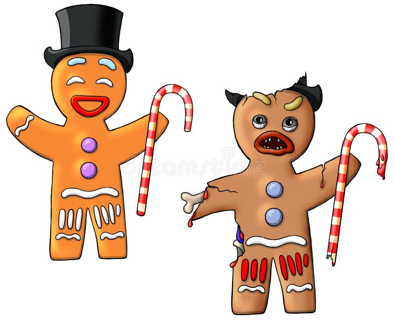Good and Evil Gingerbread Men Stock Illustration - Illustration of ...