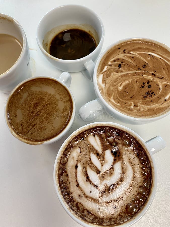 Different Coffee Drinks is Small Ang Cups. Stock Photo - Image of cups ...
