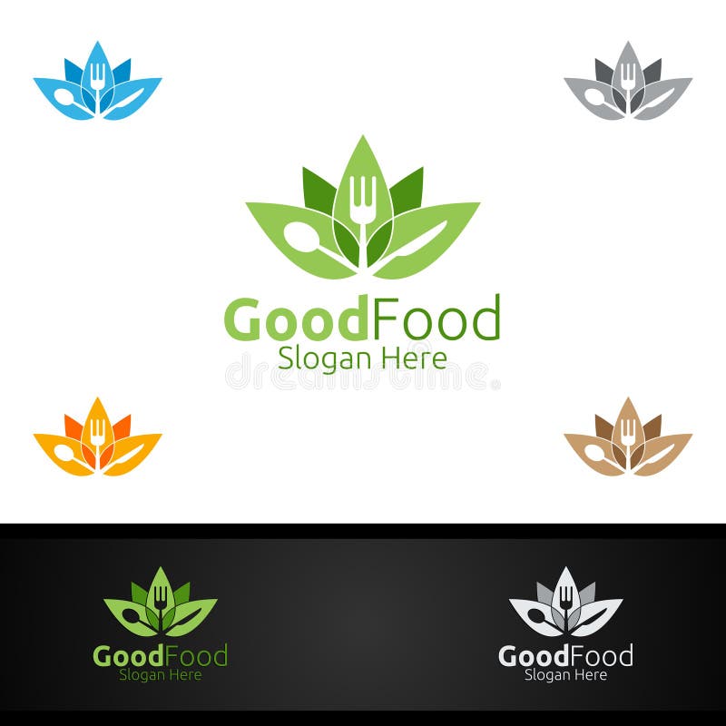 Good Food Logo for Restaurant or Cafe Stock Vector - Illustration of ...