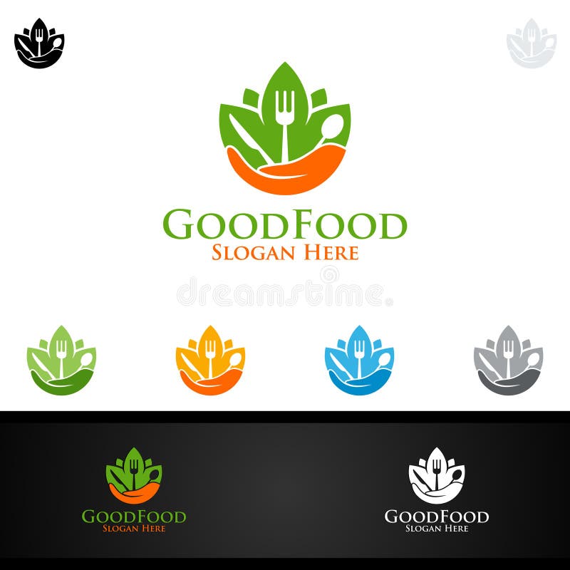 Good Food Logo for Restaurant or Cafe Stock Vector - Illustration of ...