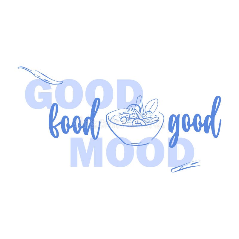 Good Food Good Mood Lettering with Illustration Stock Vector ...