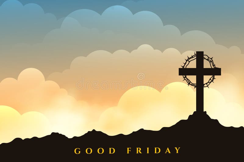 Good Friday Cloudy Background with Cross on Mountain Stock Vector ...