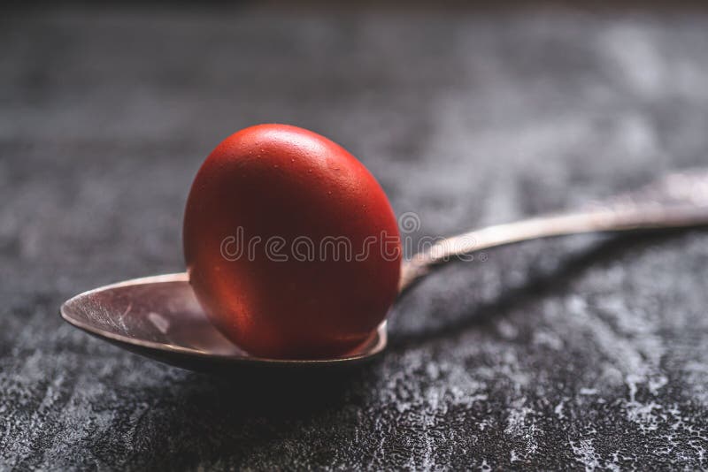 Good Friday - Red Colored Egg in Silver Spoon Stock Photo - Image of ...