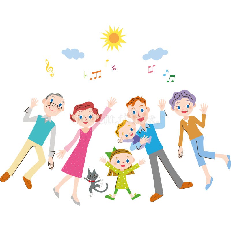The Good Friend Three-generation Family Who Ties a Hand Stock Vector ...