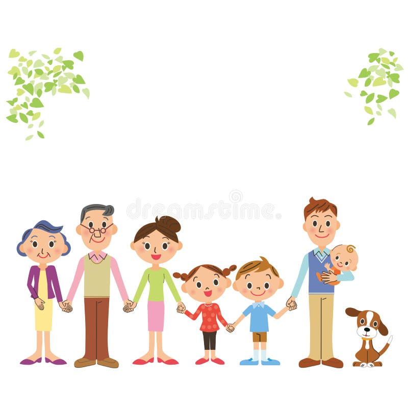 The Good Friend Three-generation Family Who Ties a Hand Stock Vector ...