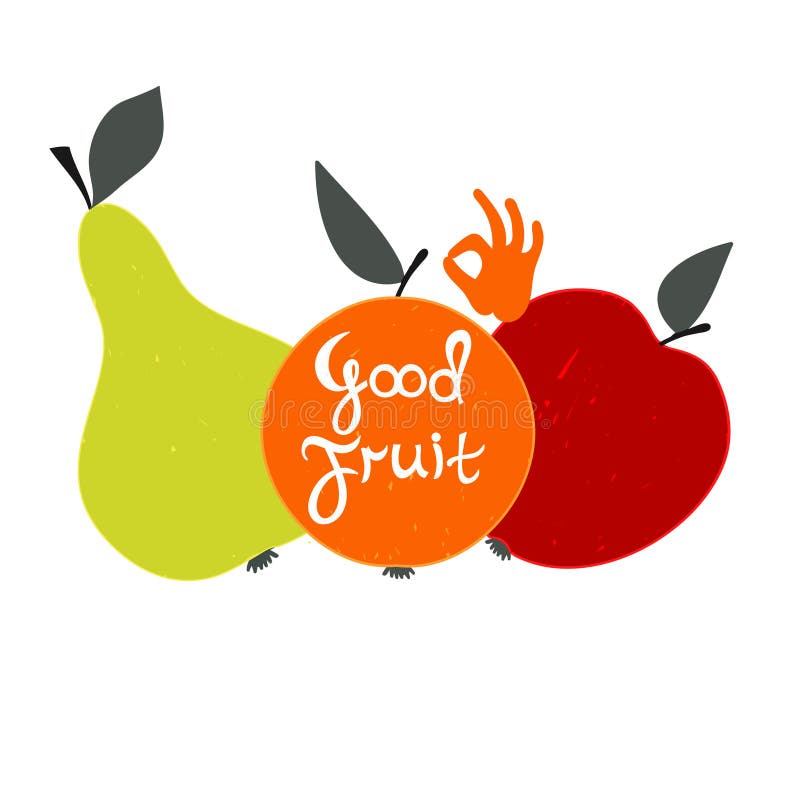 Good Fruit. Set of Fruit with Text. Stock Illustration - Illustration ...