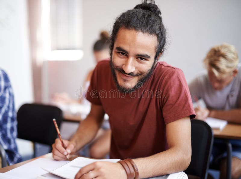 Good Grades Check. a Young College Students in Class. Stock Image ...