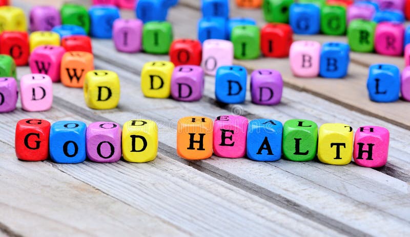 Good Health Words on Wooden Table Stock Photo - Image of nutrition ...