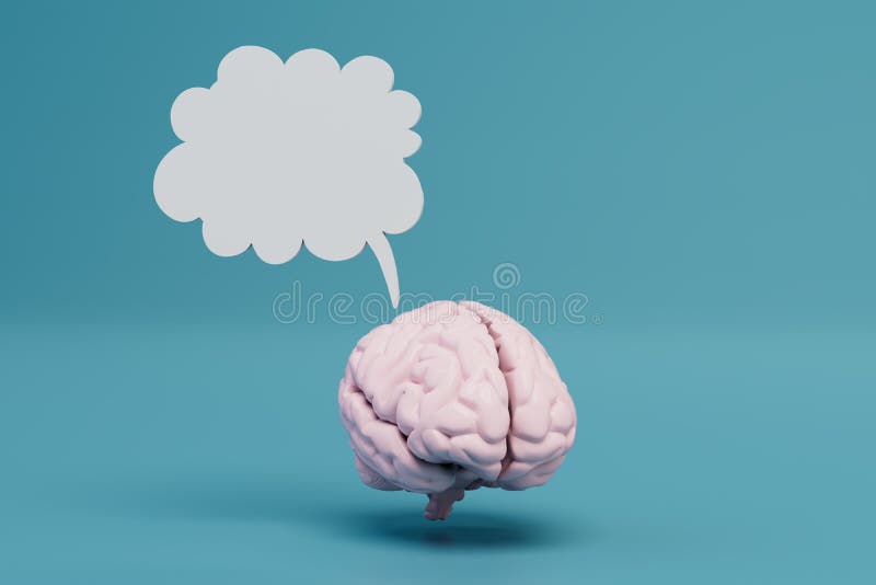 Good Idea. Brain and a Cloud for Text on a Turquoise Background. Copy ...