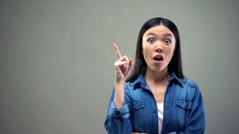 Good Idea Coming To Pretty Womans Mind, Solution of Problems, Grey ...