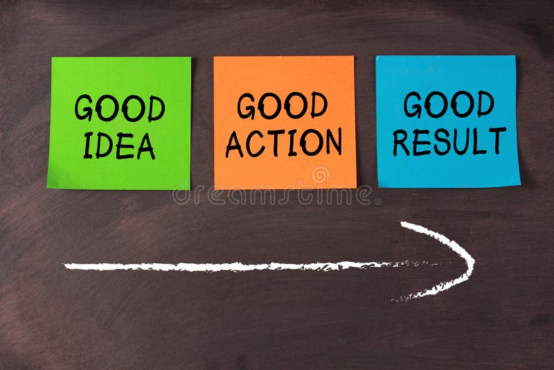 Good Idea, Good Action, Good Result Stock Photo - Image of black, ideas ...