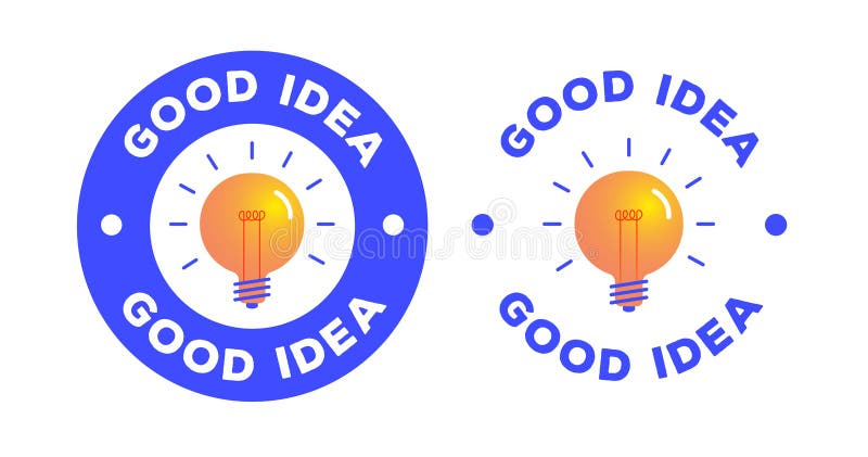 Good Idea Light Bulb Label Set Flat Style Stock Vector - Illustration ...