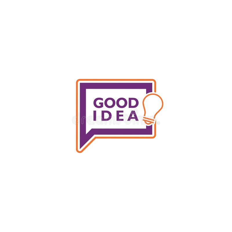 Good Idea with Light Bulb and Speech Bubble. Good Idea Icon Logo ...