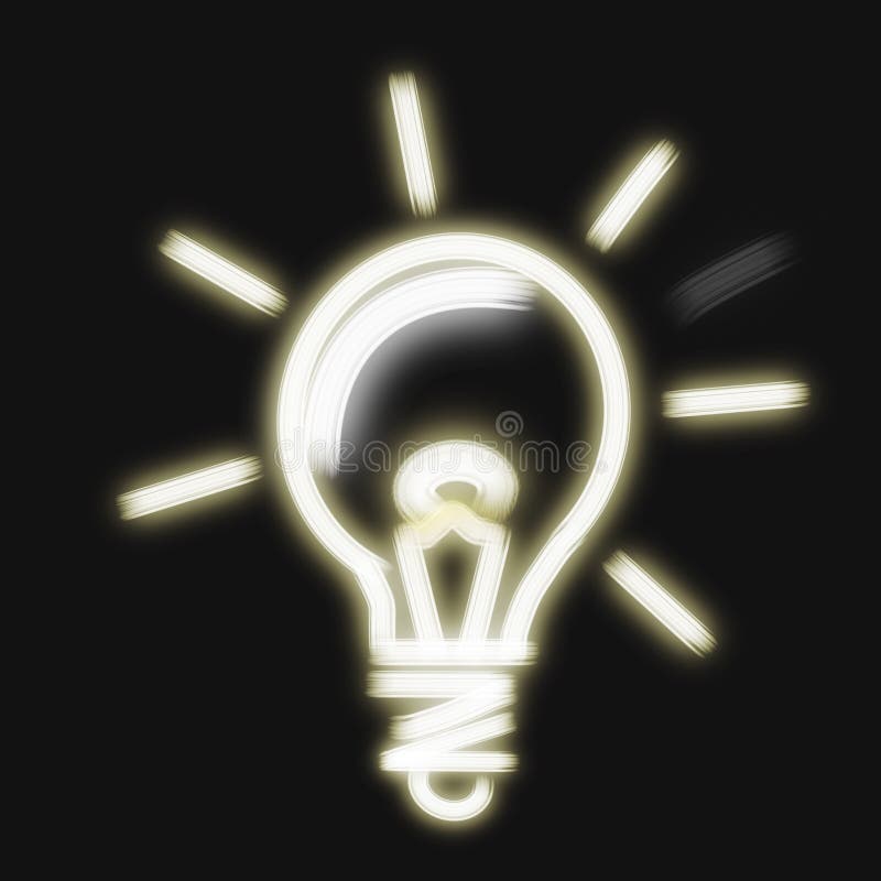 Good Idea Neon Light Bulb On Black Background Stock Illustration ...