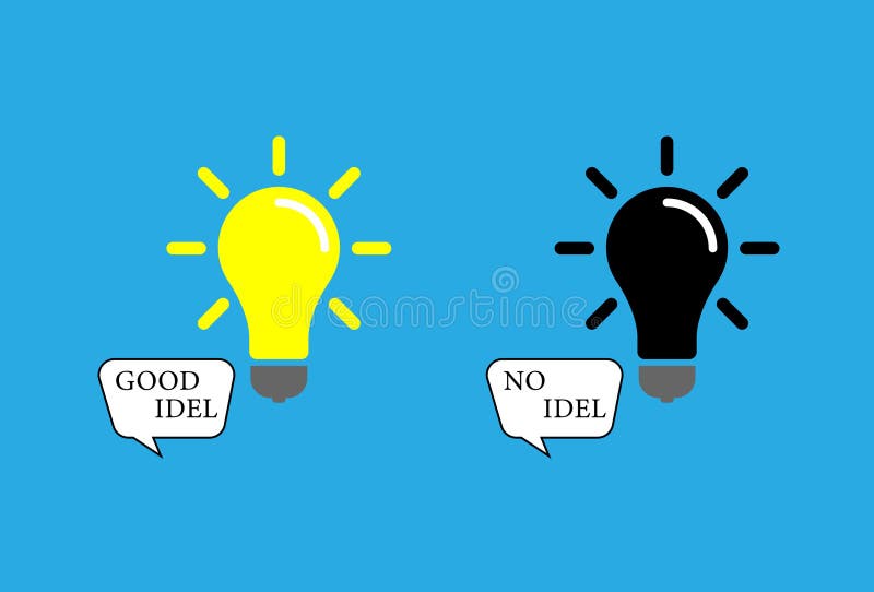 Good Idea and No Idea with Light Bulb and Speech Bubble. Creative ...