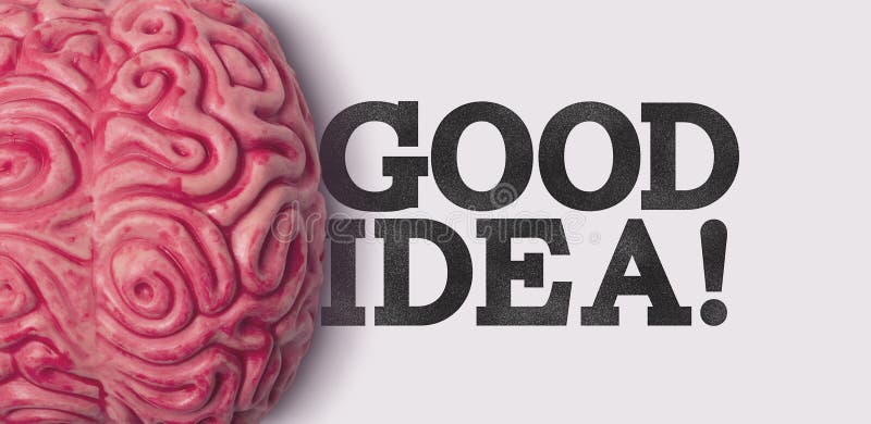 Good Idea Word Next To a Human Brain Model Stock Image - Image of think ...