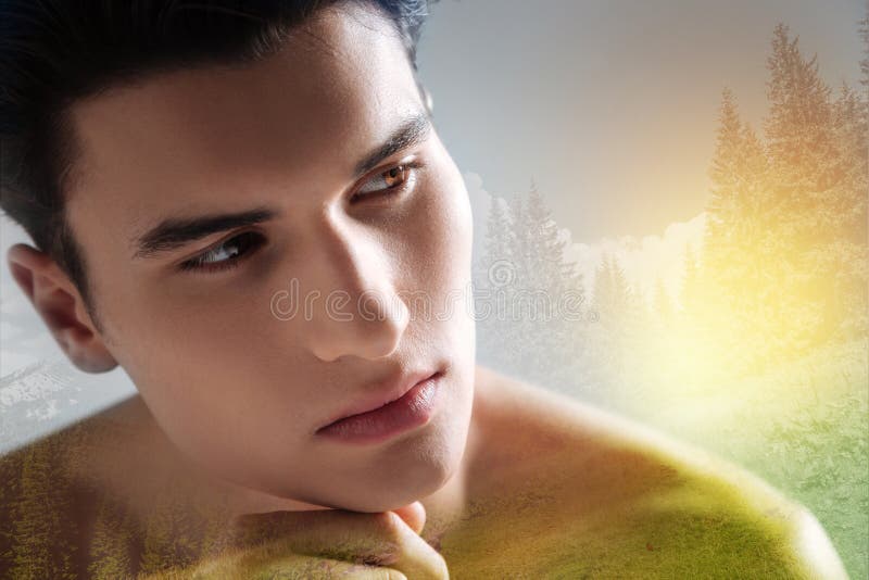 Thoughtful Young Man Looking into the Distance Stock Image - Image of ...