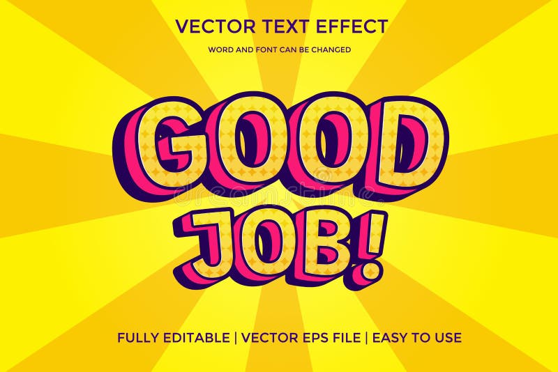 Good Job Cartoon Vector Text Effect Editable Stock Vector ...