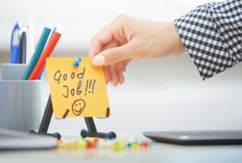 Good Job Text on Adhesive Note Stock Photo - Image of incentive ...
