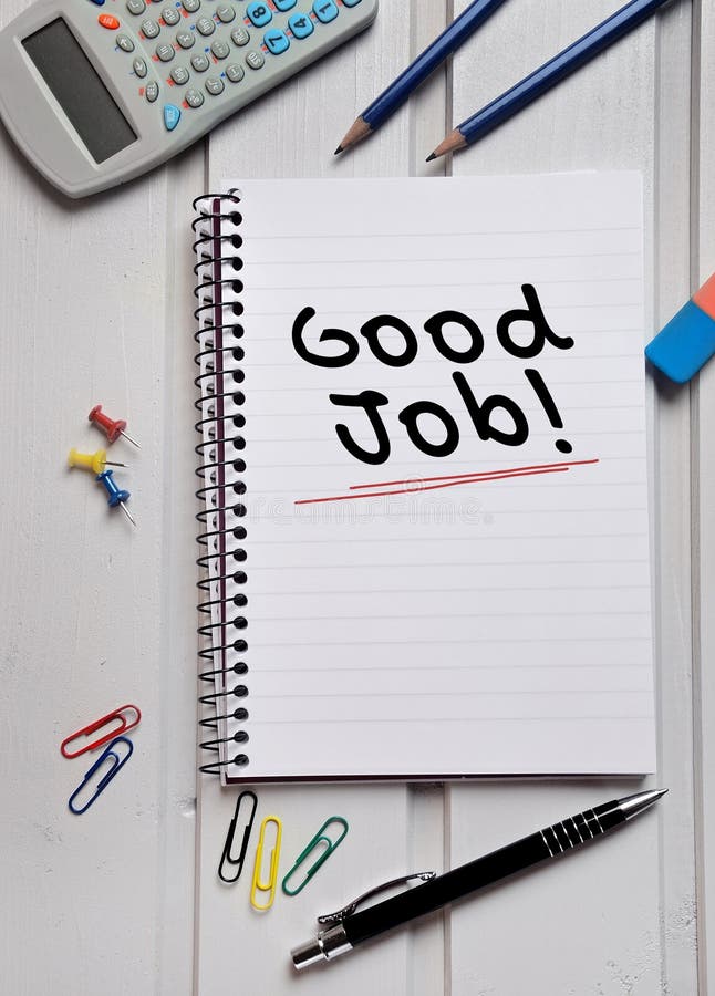 Good job word on notebook stock photo. Image of calculator - 54781070