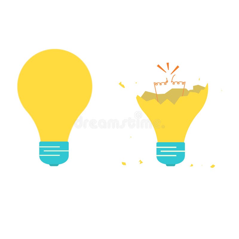 Good Light Bulb and Broken Light Bulb. Idea Concept Stock Vector ...