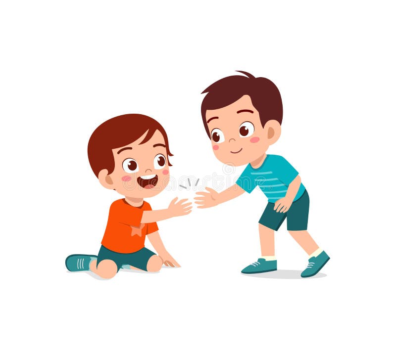 Good Little Kid Helping Friend that Falling on the Floor Stock Vector ...