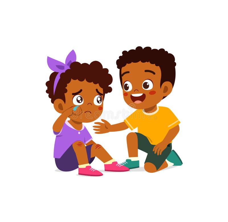 Good Little Kid Helping Friend that Falling on the Floor Stock Vector ...