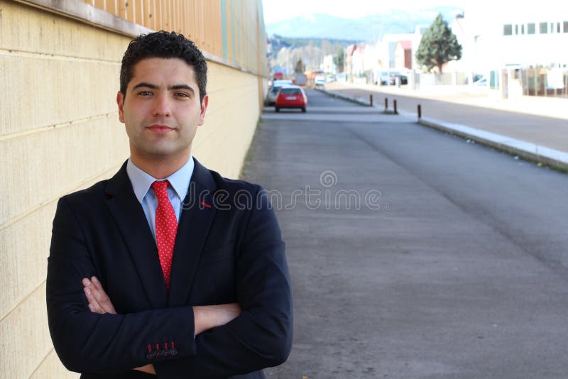 Good Looking Businessman with Arms Crossed Outdoors Stock Photo - Image ...