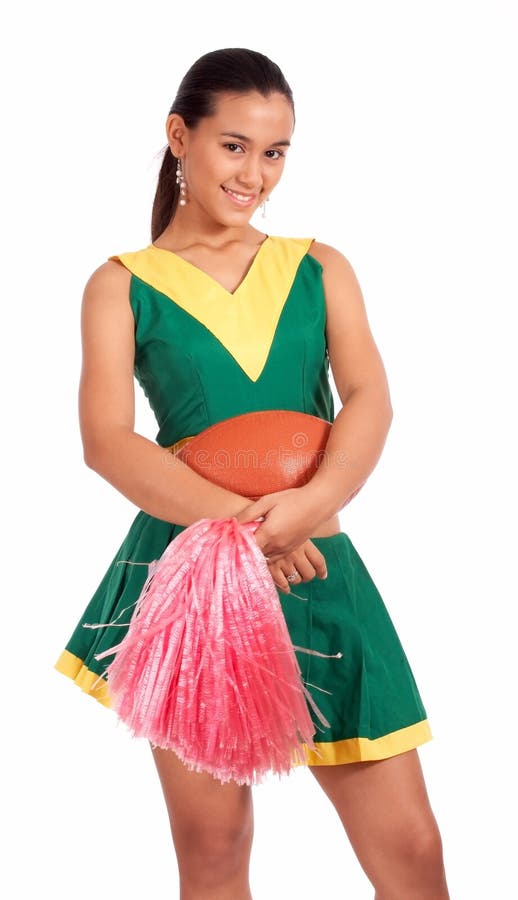 Cheerleader in Orange Costume Stock Photo - Image of sensuality ...