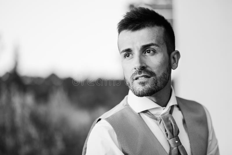 Good Looking Groom Outdoors in a Forest Stock Image - Image of model ...